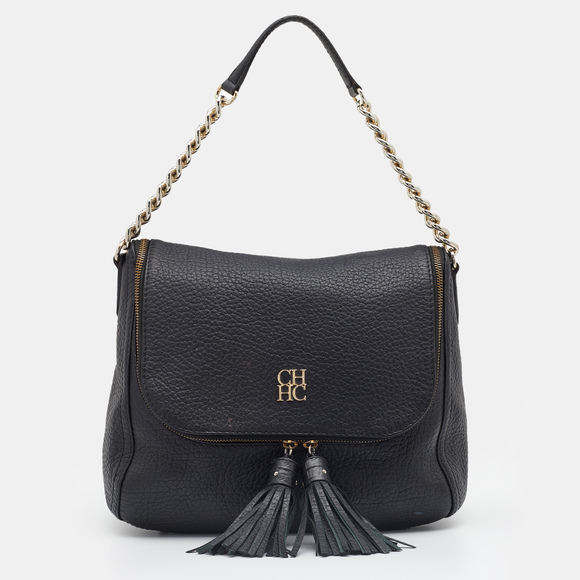 Carolina Herrera | Bags | Ch Carolina Herrera Black Leather Tassel ...